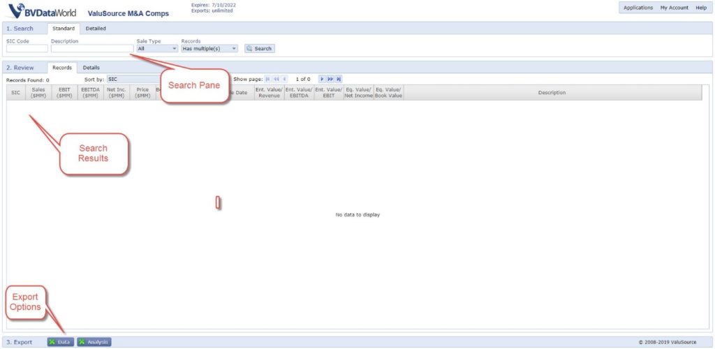Login and Access the ValuSource M&A Comps Database - ValuSource Support