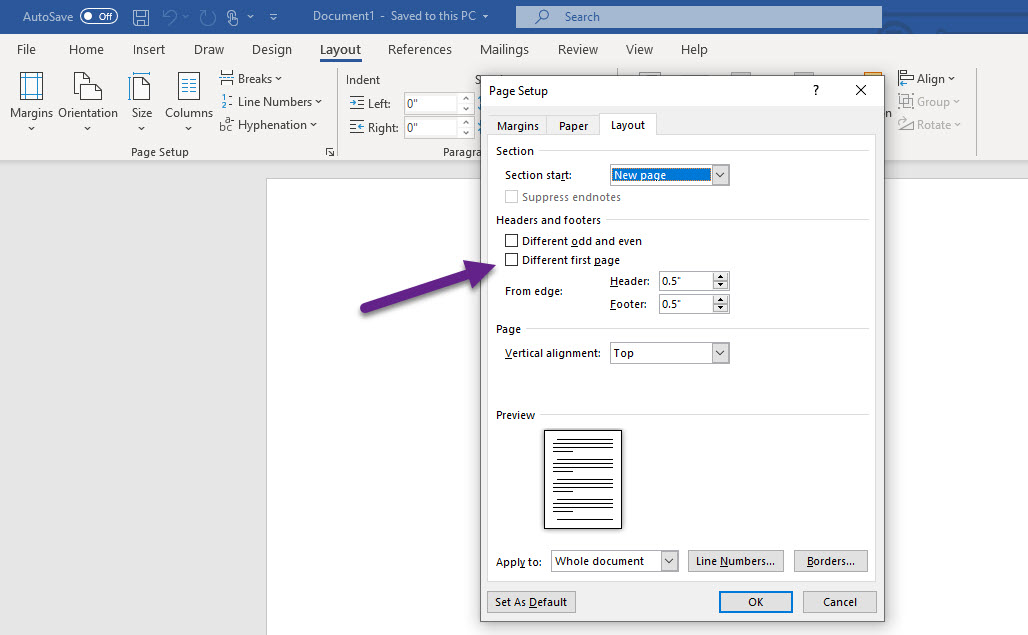 Add A Different Footer To The First Page In A Word Document 