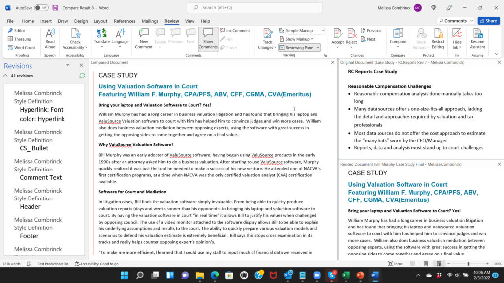 Compare Two Documents In Word ValuSource Support