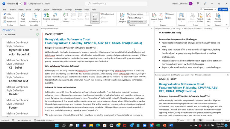 Compare Two Documents in Word - ValuSource Support
