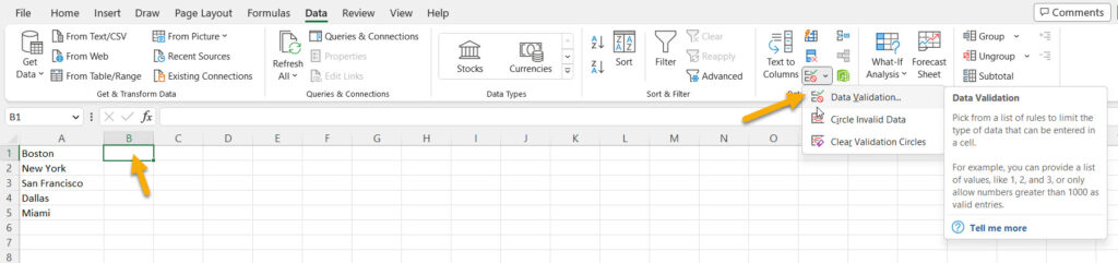 How To Create A Drop Down List In Excel Valusource Support 