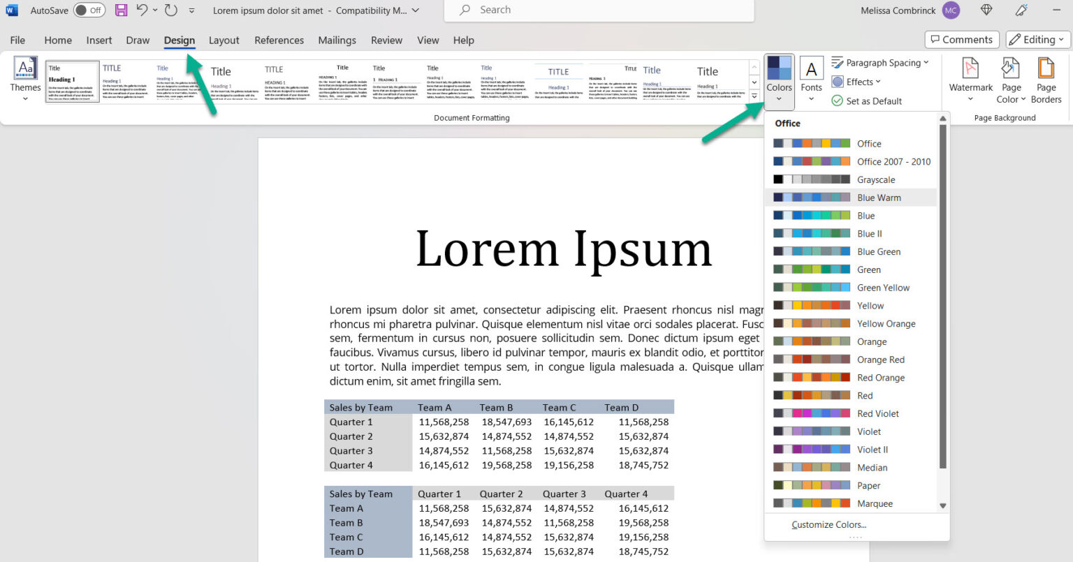 Changing the Color Palette in Word - ValuSource Support